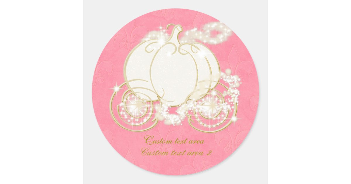 Cinderella Pink & Gold Carriage Elegant Sticker | Zazzle