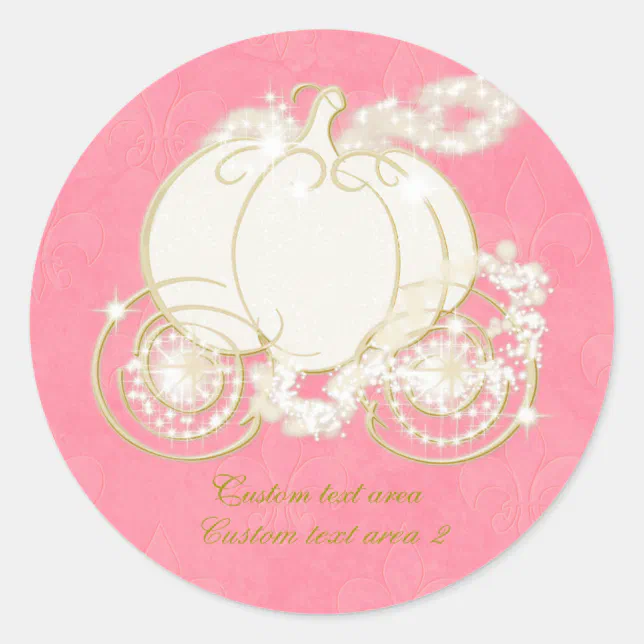 Cinderella Pink & Gold Carriage Elegant Sticker | Zazzle