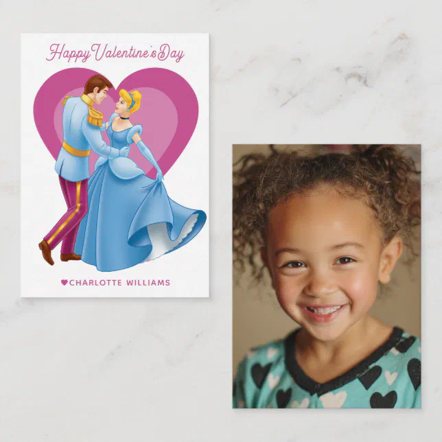 Cinderella & Prince Charming Valentine's Day Photo Note Card | Zazzle