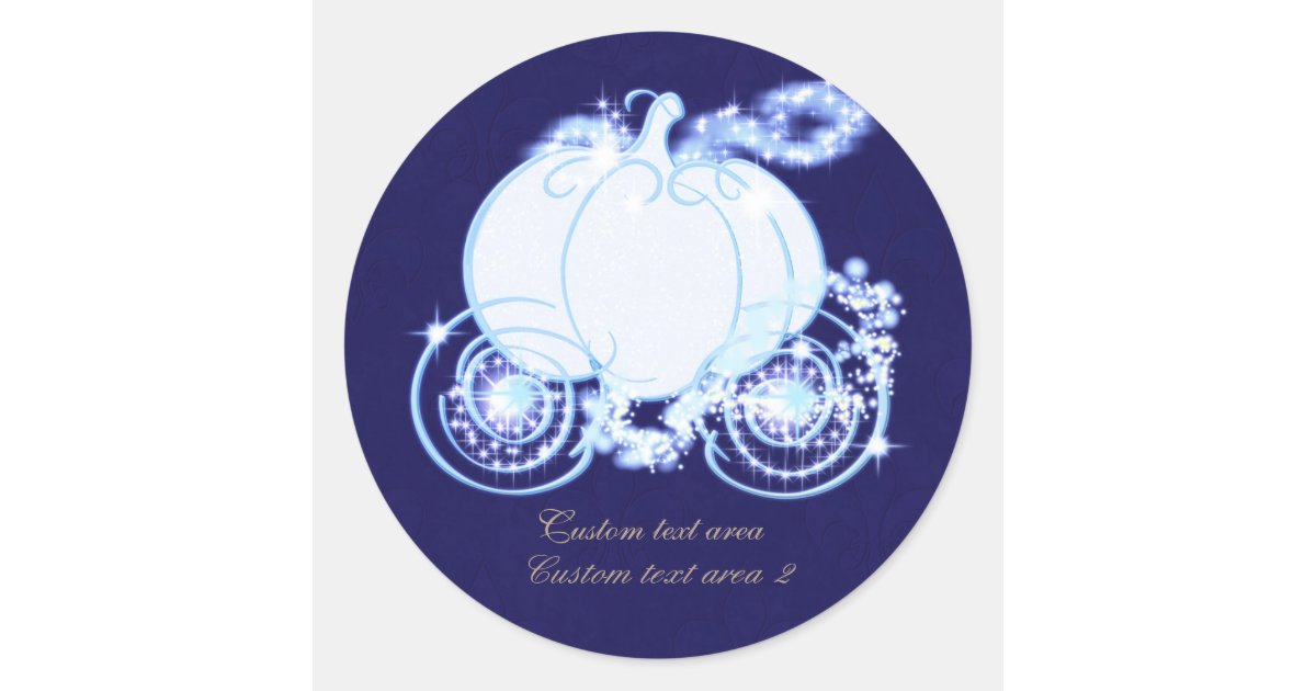 Cinderella Princess Blue Carriage Elegant Sticker | Zazzle