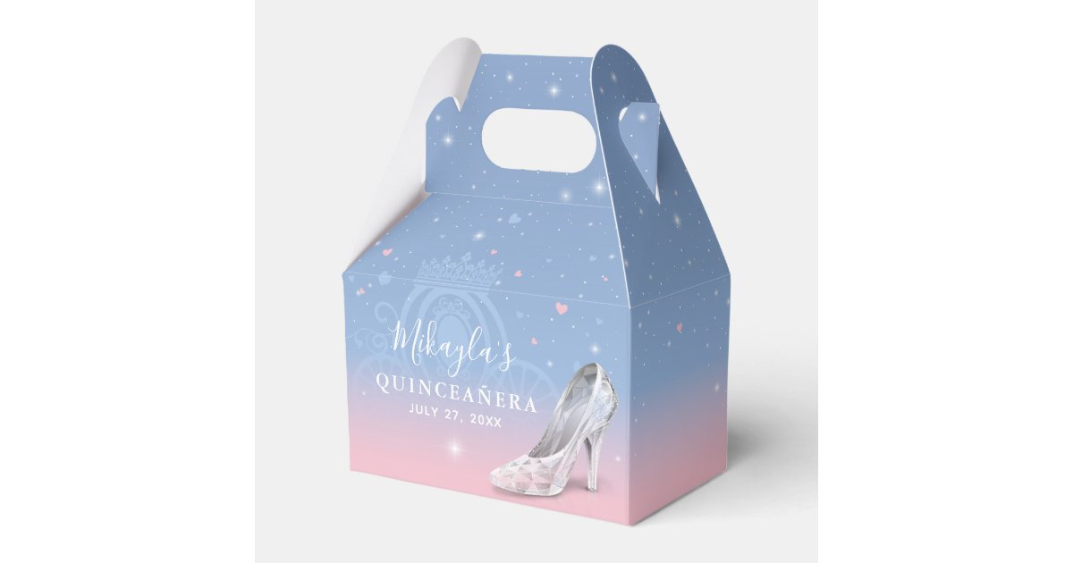 Cinderella Shoe Light Blue and Pink Quinceañera Favor Boxes | Zazzle