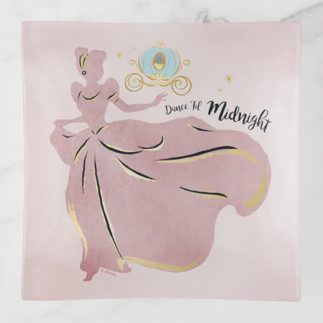 Cinderella Silhouette "Dance 'Til Midnight" Trinket Tray | Zazzle