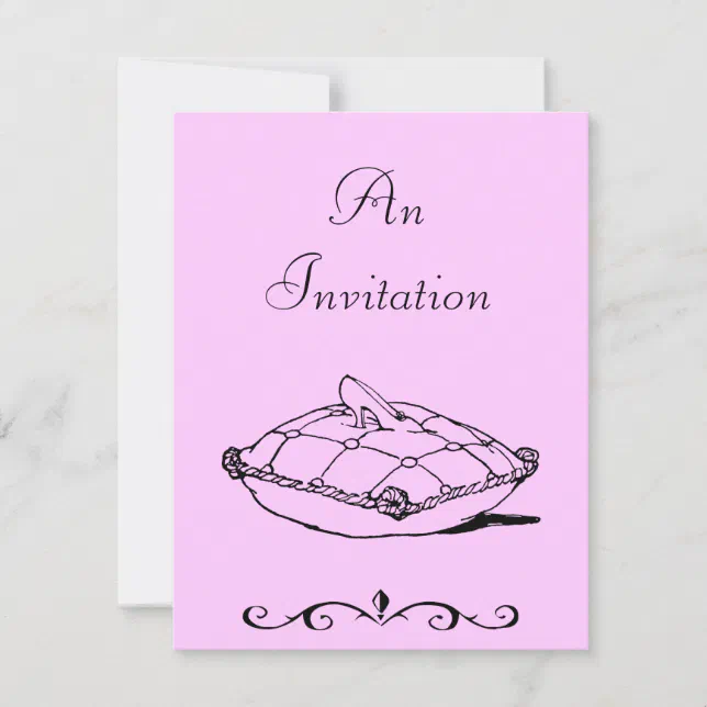 Cinderella Slipper Vintage Art Invitation Template | Zazzle