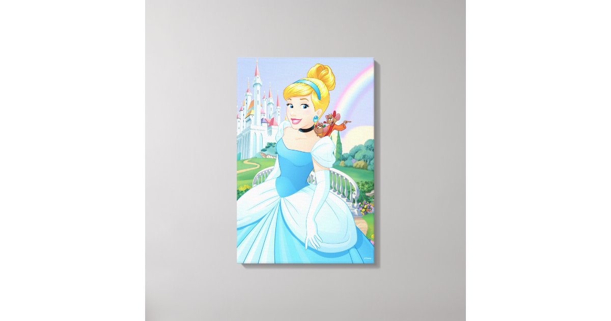 Cinderella With Gus & Jaq Canvas Print | Zazzle