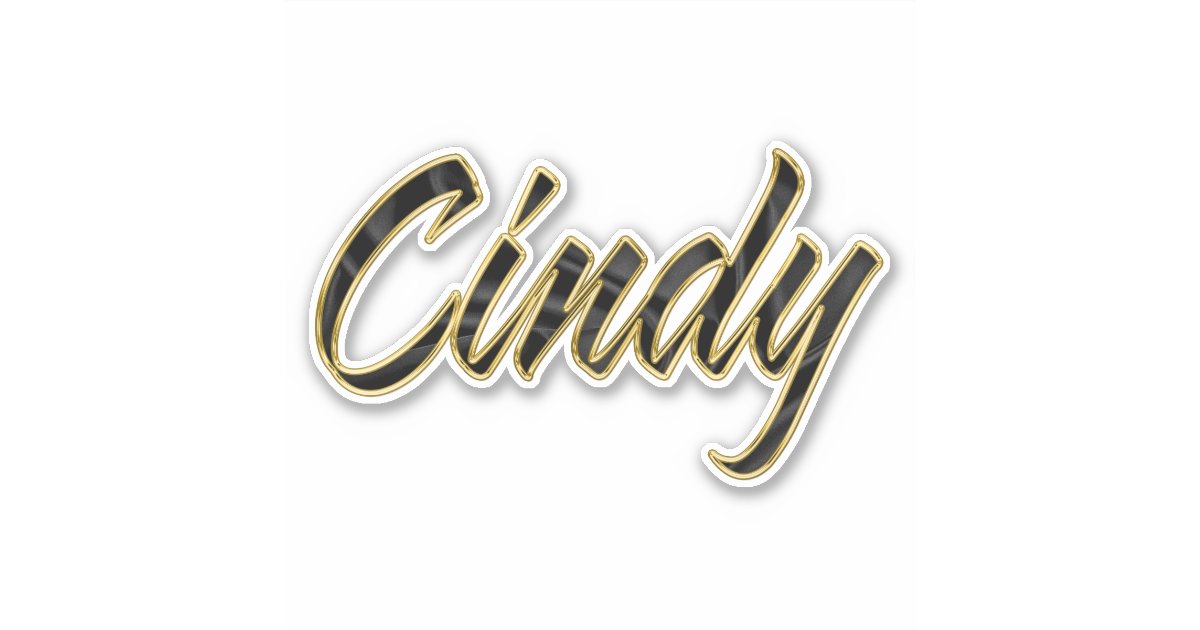 Cindy black gold lettering Sticker | Zazzle