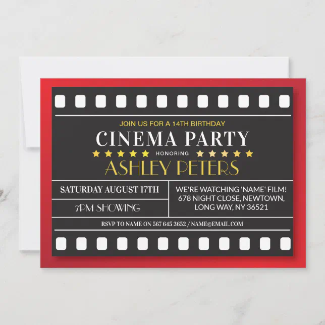 Cinema Birthday Party Any Age Theater Film Invitation | Zazzle
