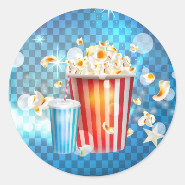 Cinema Movies Movie Night Birthday Party Favor Classic Round Sticker ...