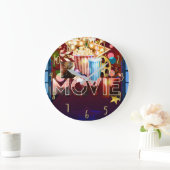 Cinema Movies Movie Night Entertainment Room Large Clock | Zazzle