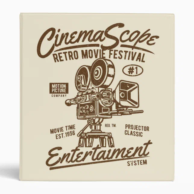 Cinema Scope Classic Retro Hollywood Camera Motion Binder | Zazzle