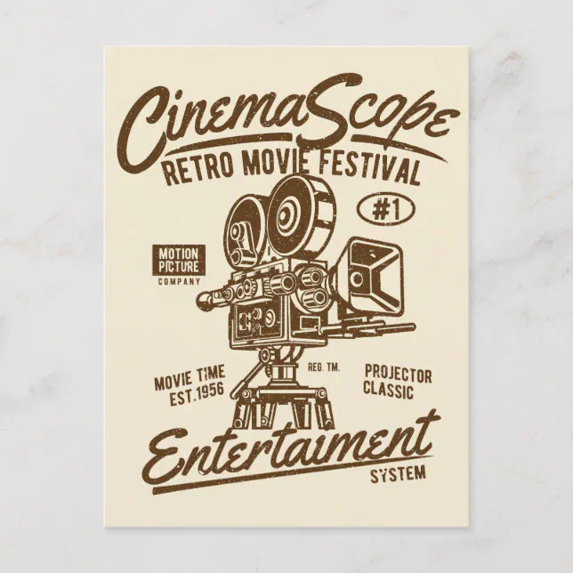 Cinema Scope Classic Retro Hollywood Camera Motion Postcard | Zazzle