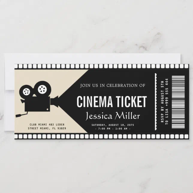 cinema ticket Invitation | Zazzle