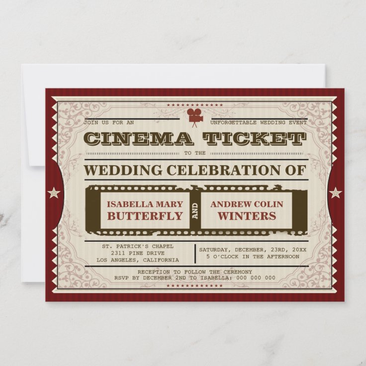 Cinema Ticket - Wedding Invitation | Zazzle
