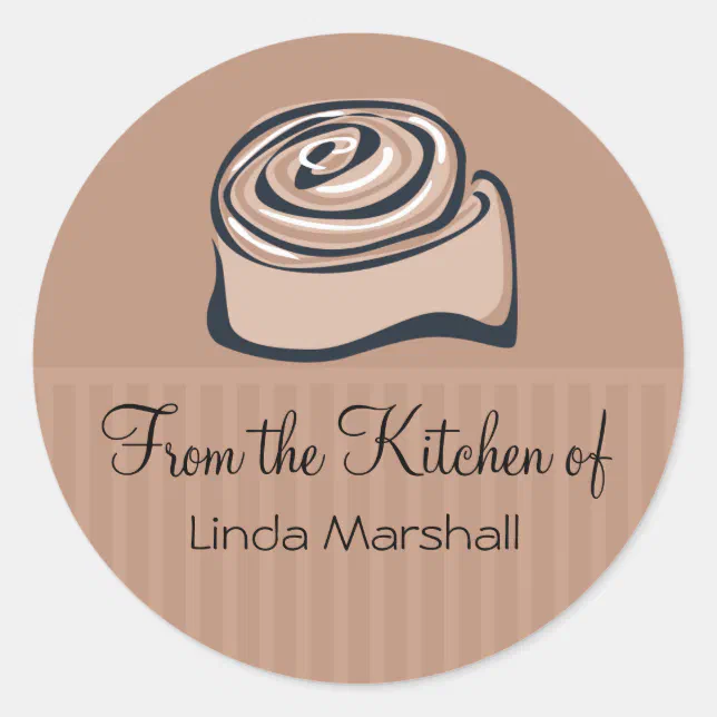 Cinnamon Bun From the Kitchen Of Baking Classic Round Sticker | Zazzle
