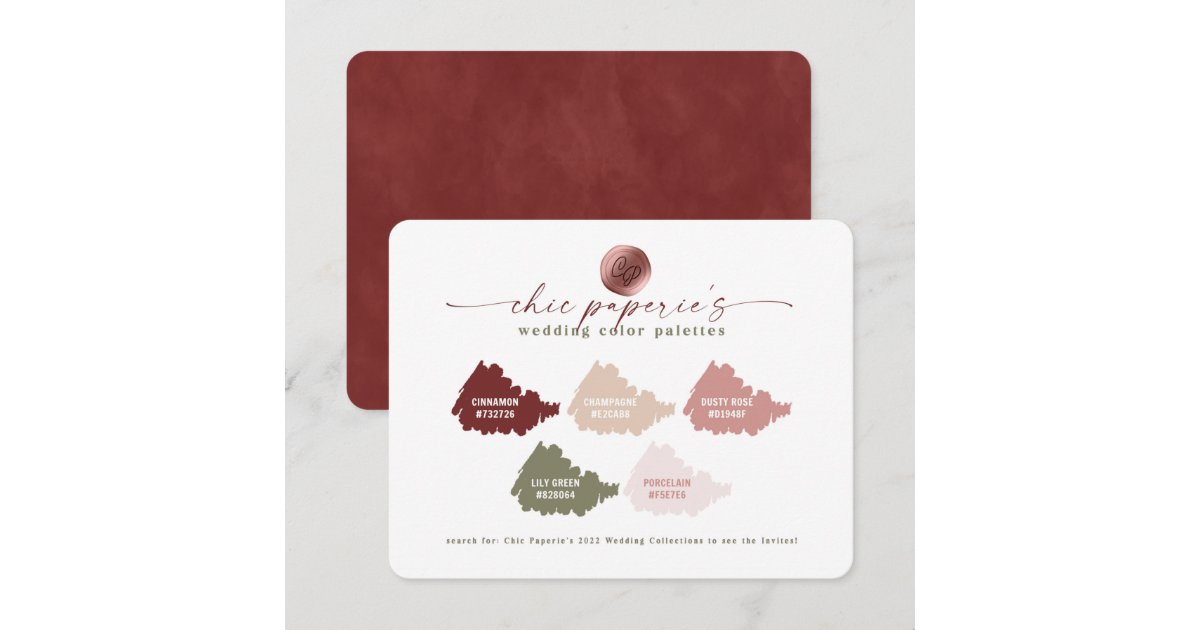 Cinnamon & Pink Spring Wedding Colors Palette Card | Zazzle