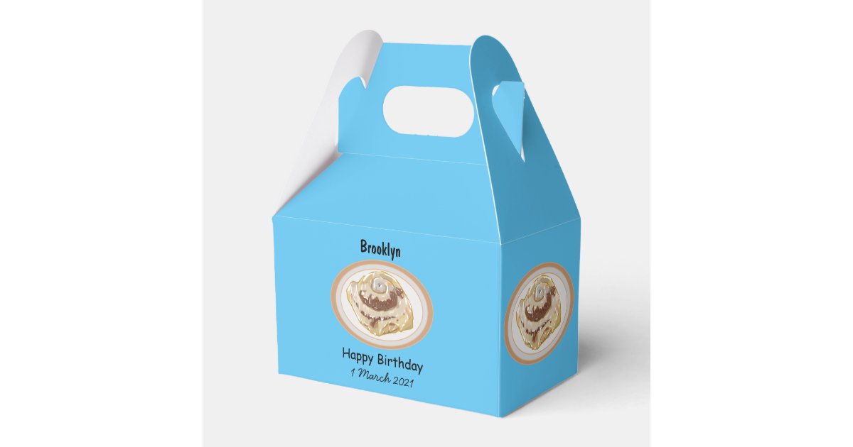 Cinnamon roll cartoon illustration favor boxes | Zazzle