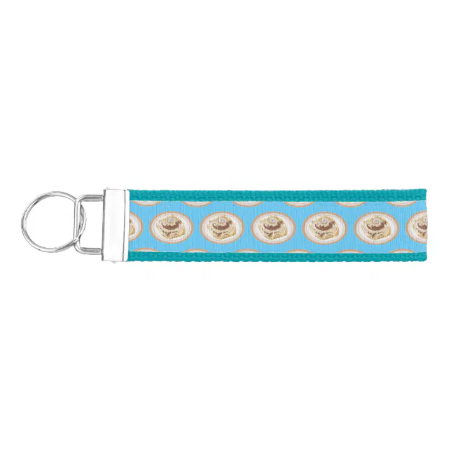 Cinnamon roll cartoon illustration wrist keychain | Zazzle