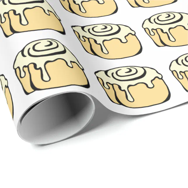 Cinnamon Roll Honey Bun Cute Funny Cartoon Wrapping Paper | Zazzle