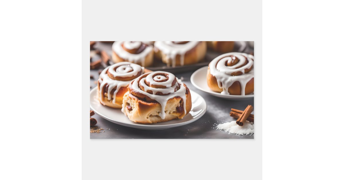 Cinnamon Roll Rectangular Sticker | Zazzle