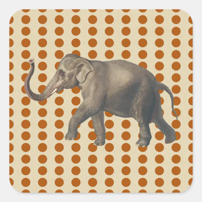 Cinnamon Spice Moods Dots with Elephant Square Sticker | Zazzle
