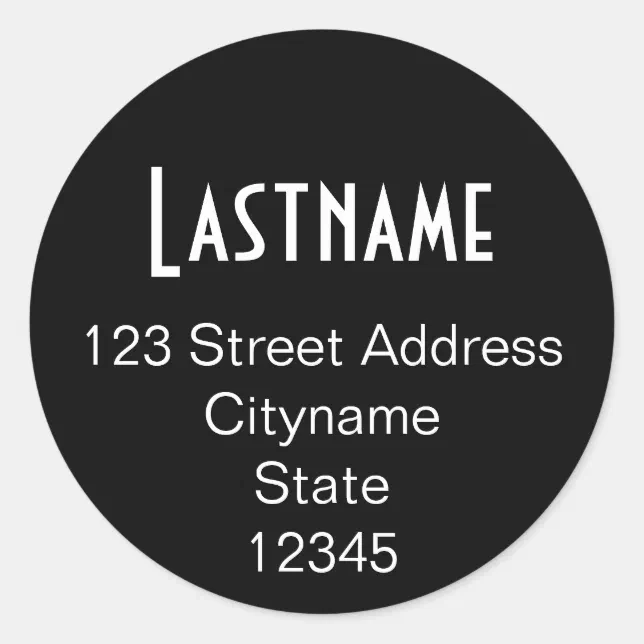 Circle Address Sticker Template - black | Zazzle