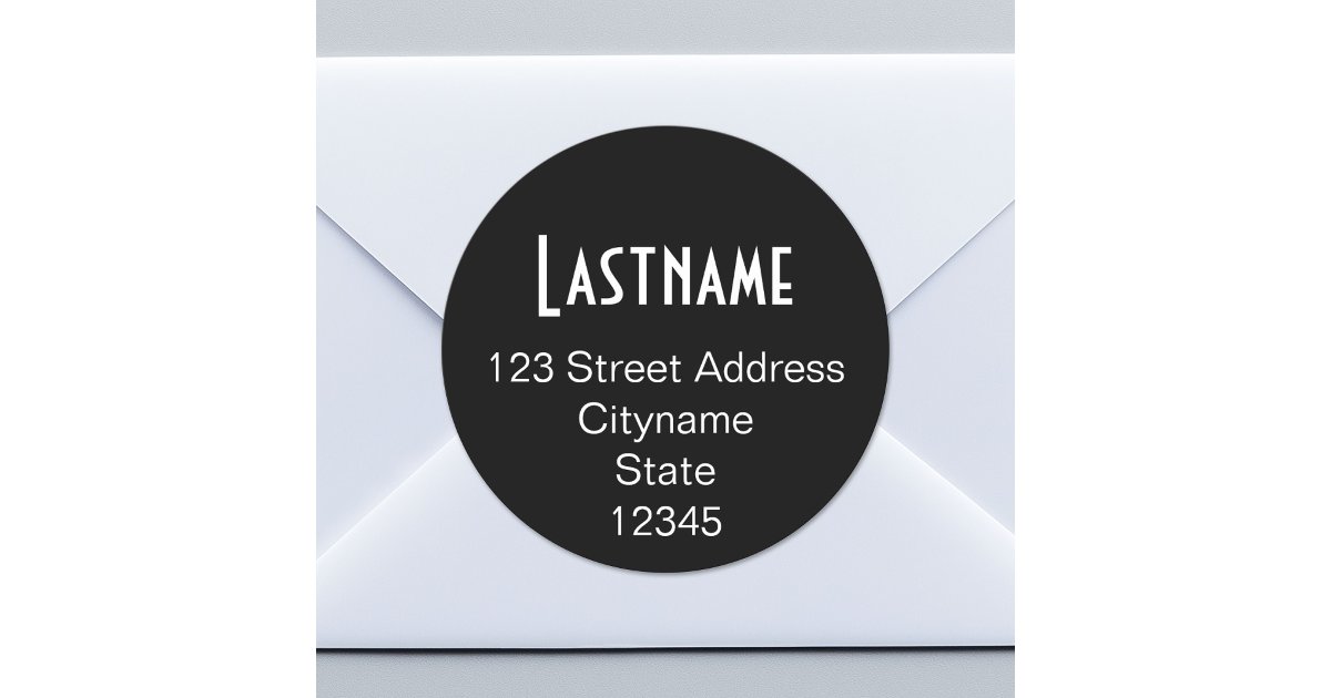 Circle Address Sticker Template - black | Zazzle