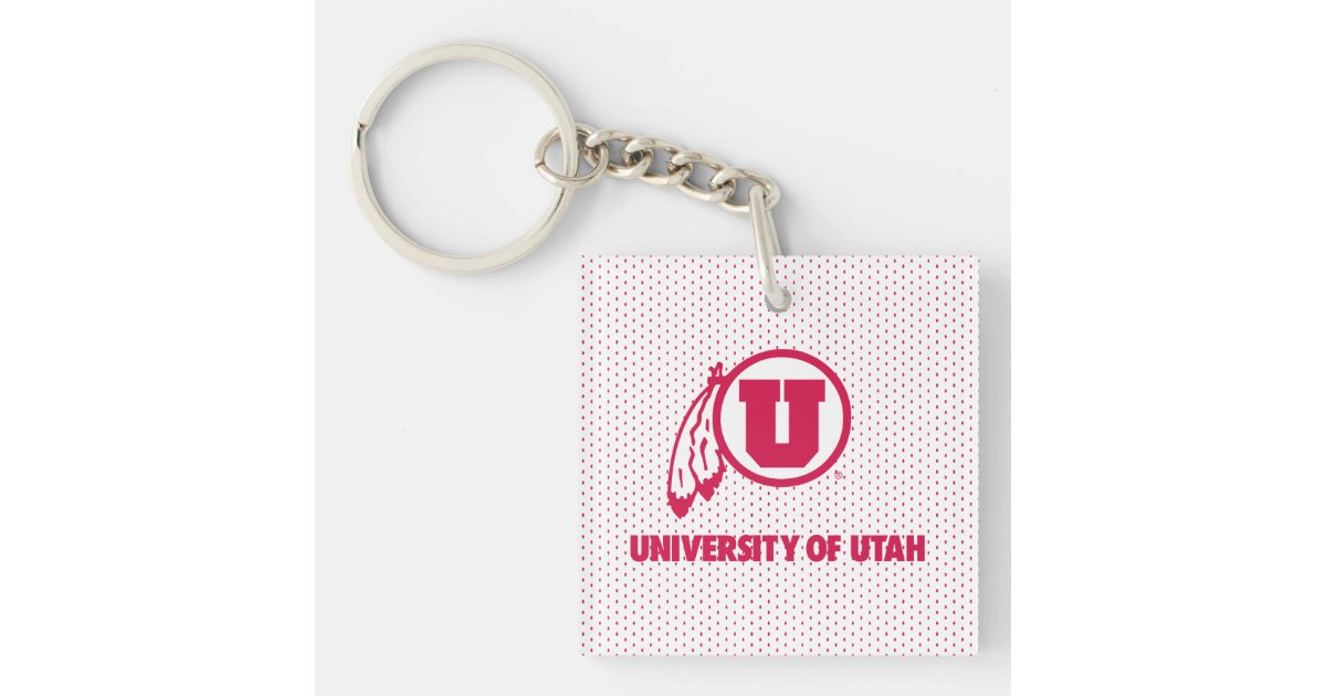 Circle and Feathers University of Utah Keychain | Zazzle