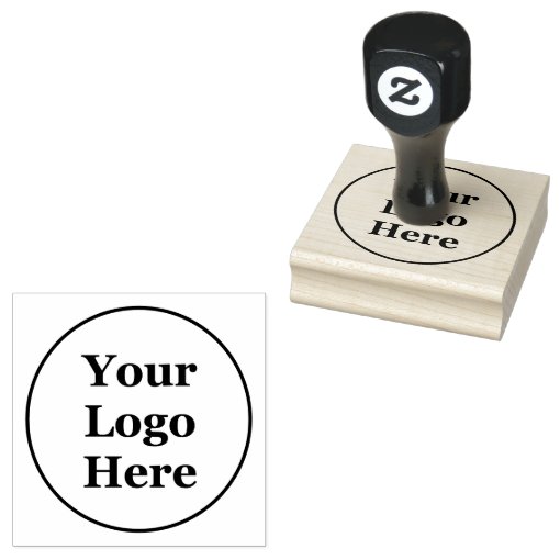 Circle Border Add Your Logo Here Rubber Stamp | Zazzle