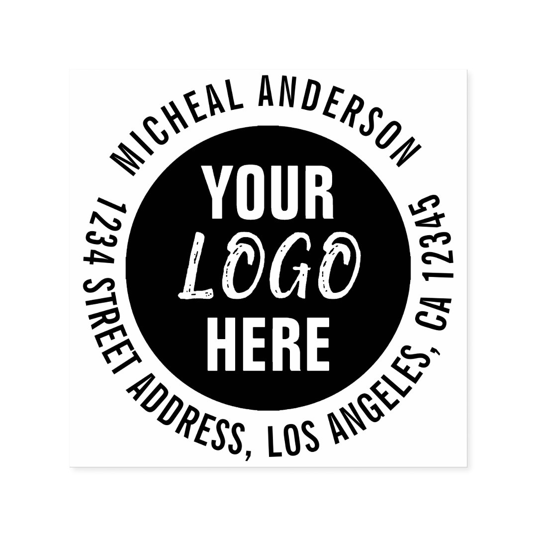 Circle Business Logo or Image Address Round Custom Self-inking Stamp ...