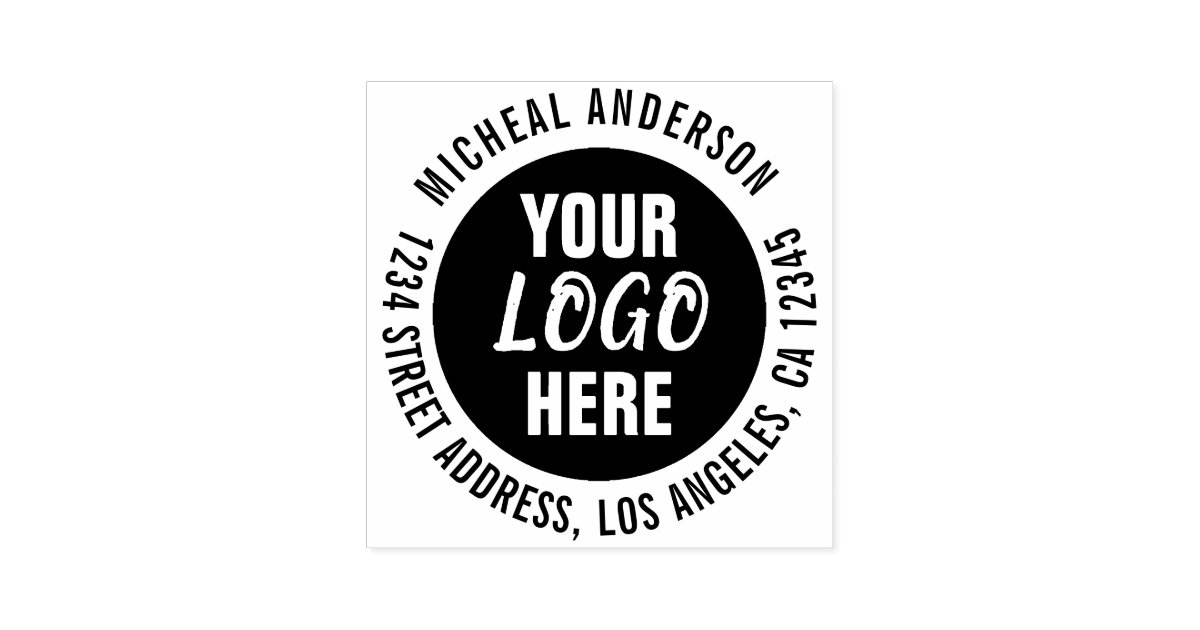 Circle Business Logo or Image Address Round Custom Self-inking Stamp ...
