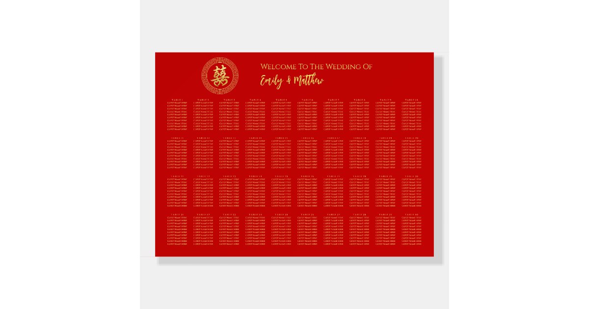 Circle frame chinese wedding seating chart foam board | Zazzle