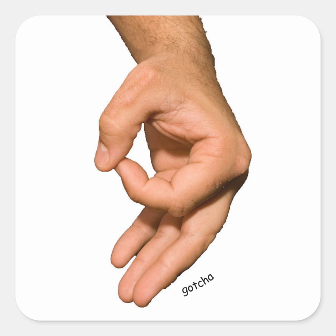 Circle Game Hand Gotcha Square Sticker | Zazzle