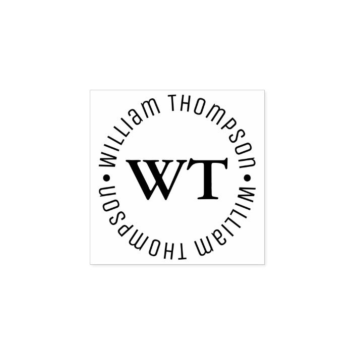 circle logo monogram (name & initials) rubber stamp | Zazzle.com