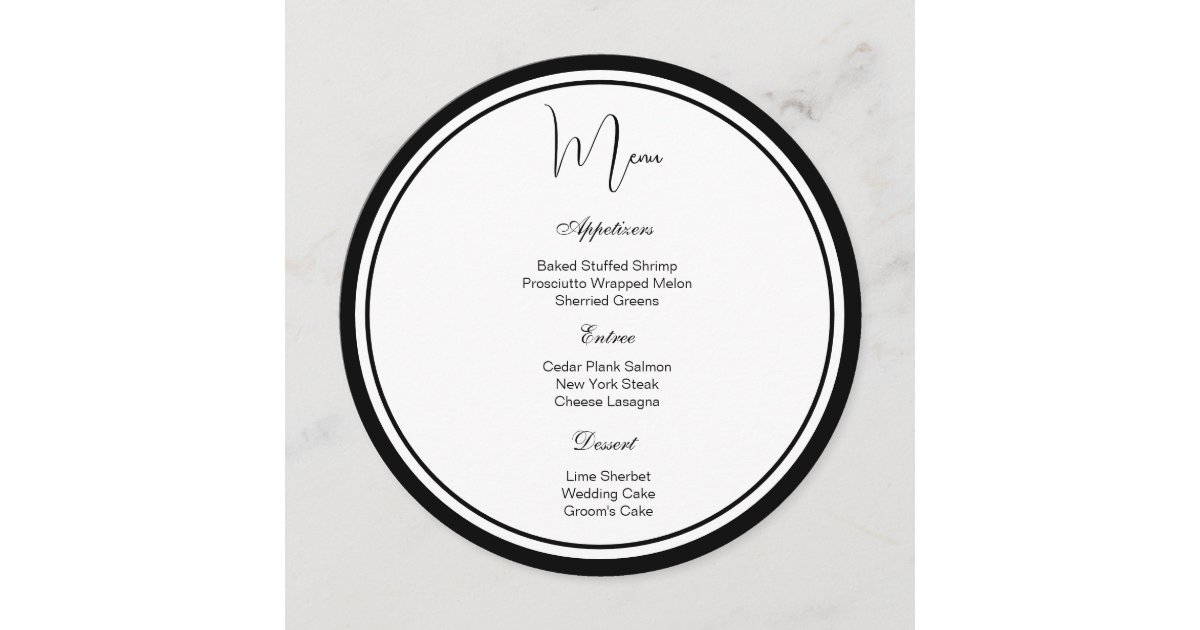 Circle Menu Card | Zazzle