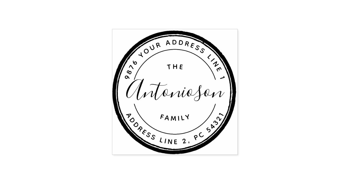Circle Minimal Signature Rubber Stamp | Zazzle