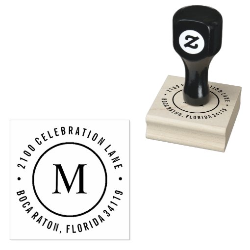 Circle Monogram Rubber Stamp | Zazzle