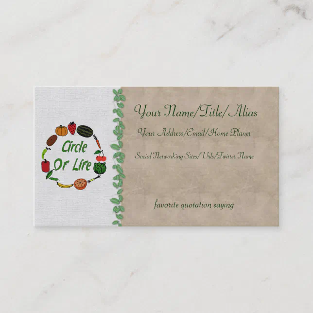 Circle Of Life Business Card | Zazzle
