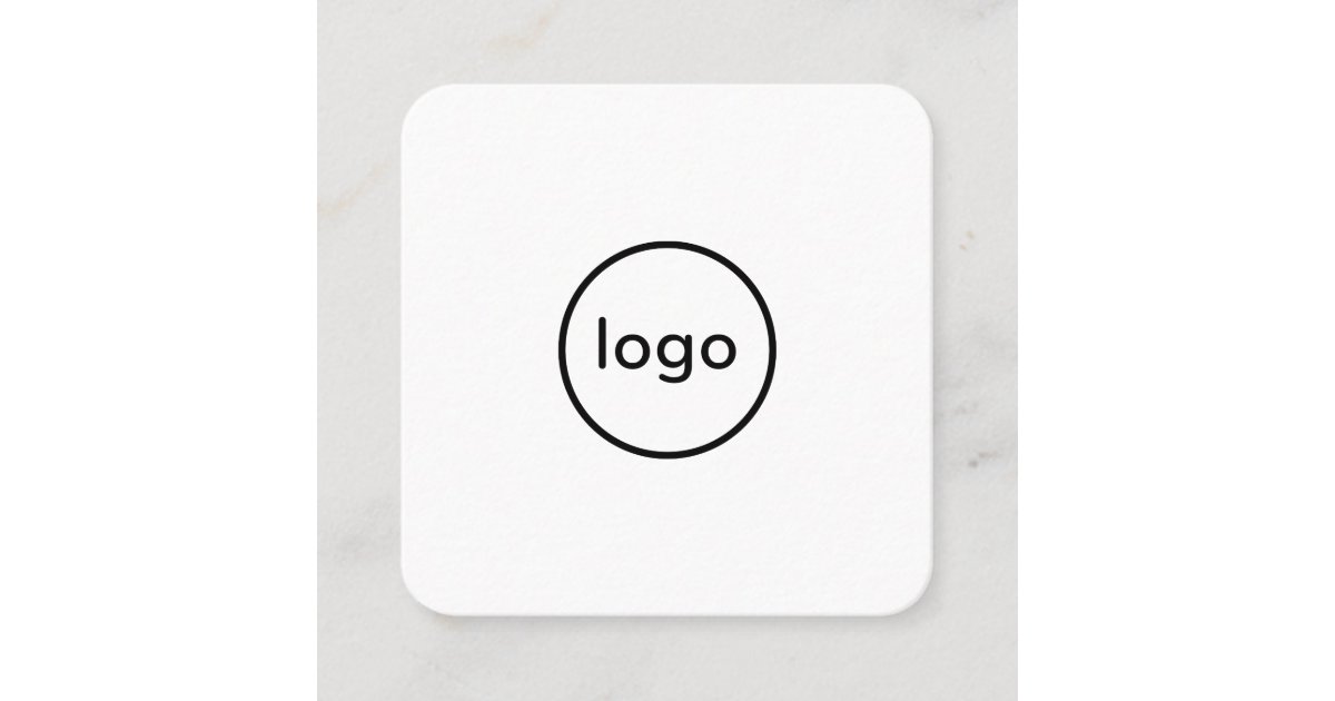Circle professional white add your custom logo square business card ...