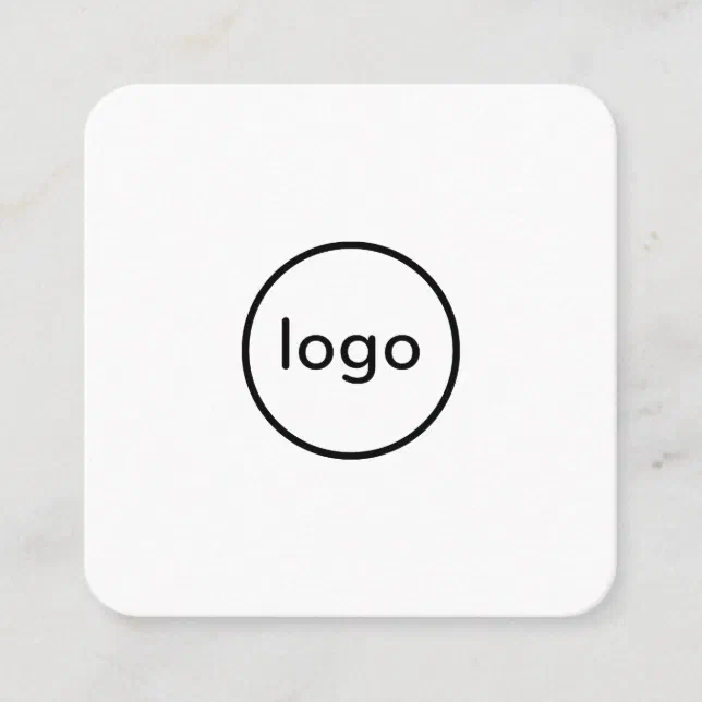 Circle professional white add your custom logo square business card ...