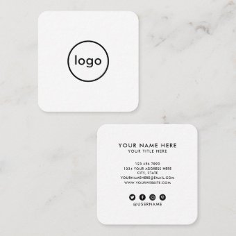 Circle professional white add your custom logo square business card ...