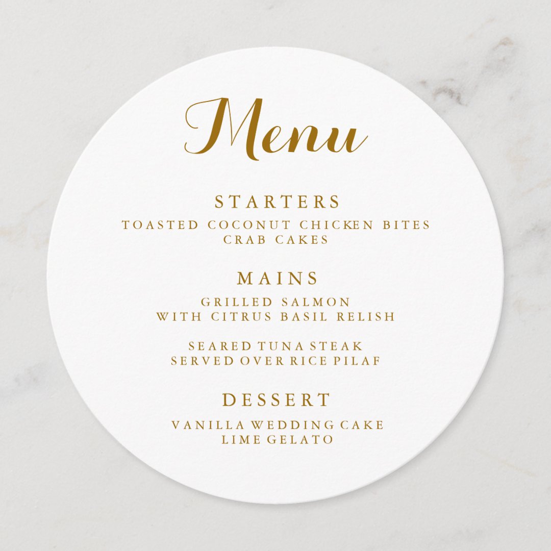 Circle Wedding Menu | Zazzle