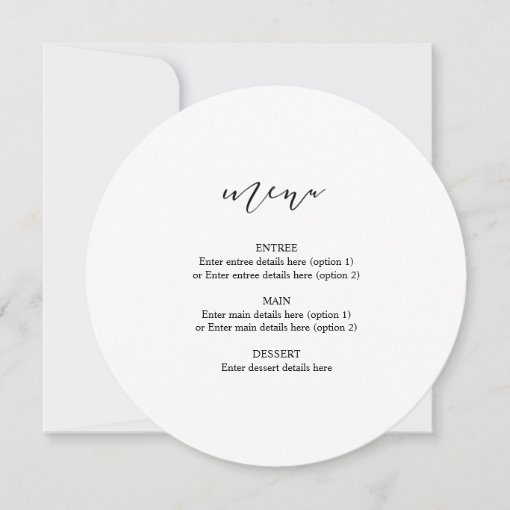 Circle Wedding Plate Menu Elegant Calligraphy | Zazzle