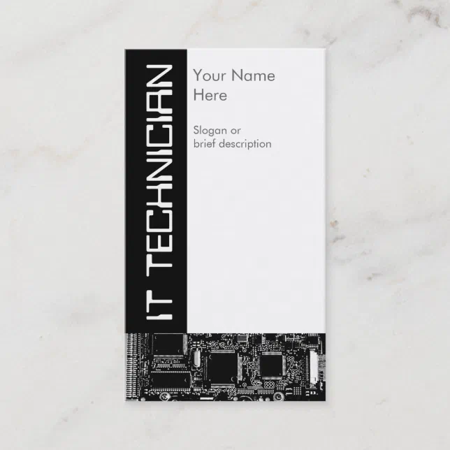 Circuit B & W 2 'IT Technician' business card | Zazzle
