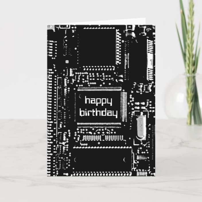 Circuit B&W 'Happy Birthday' card | Zazzle.com