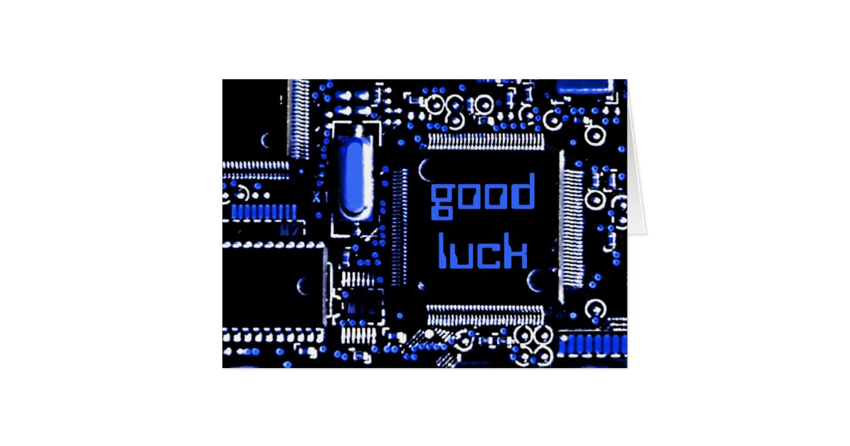 Circuit Blue 2 'Good Luck' greetings card | Zazzle