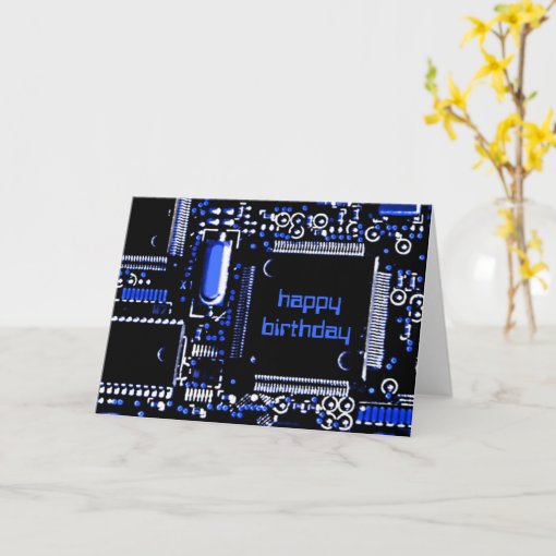 Circuit Blue 2 'Happy Birthday' greetings card | Zazzle