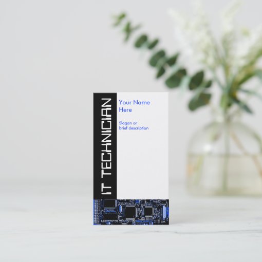 Circuit Blue 2 'IT Technician' business card | Zazzle
