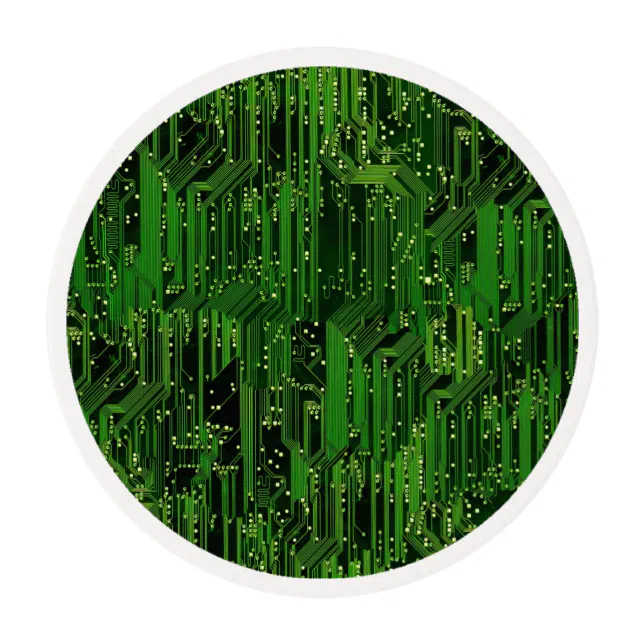 Circuit board background edible frosting rounds | Zazzle