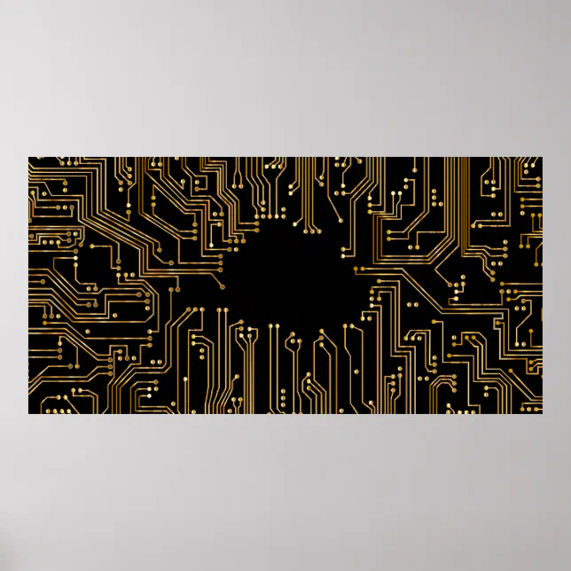 Circuit board background wallpaper poster | Zazzle