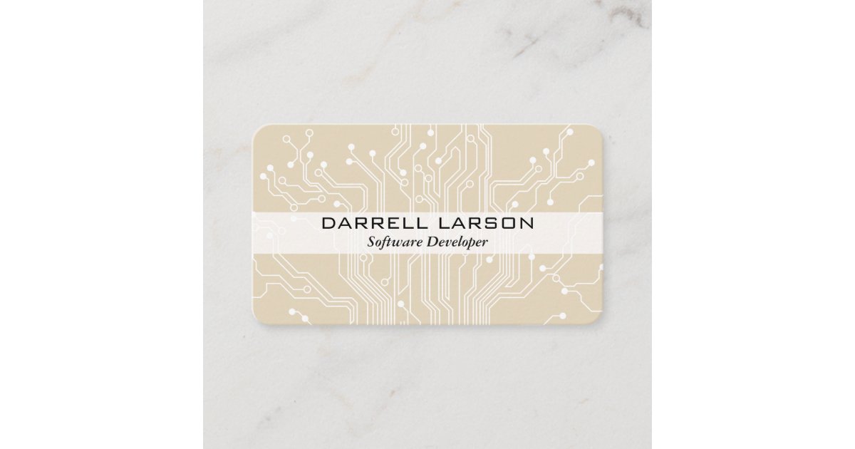 Circuit Board Beige Black Business Card | Zazzle