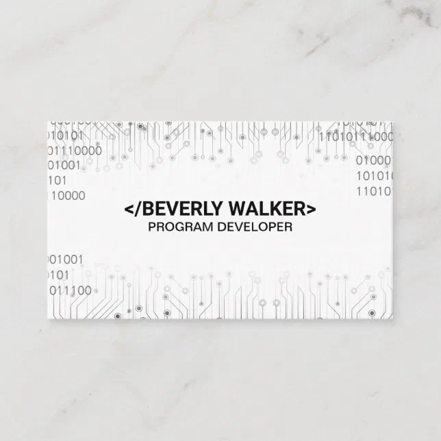 Circuit Board Binary Coding Background Business Card | Zazzle